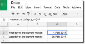 How do I get the first and last days of the current month in Google ...