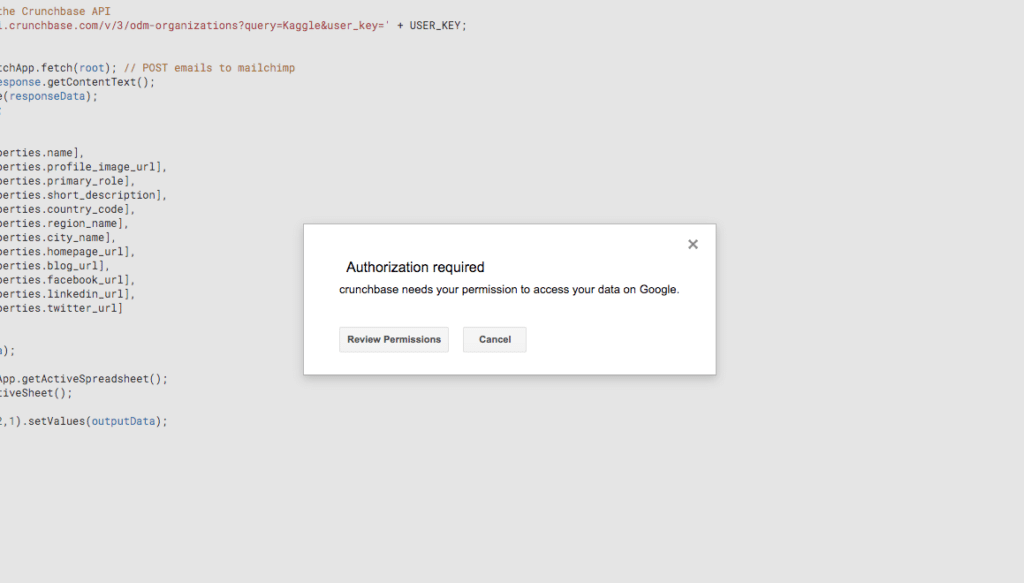 Connecting to the Crunchbase API with Google Sheets