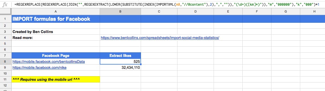 How to import social media statistics into Google Sheets