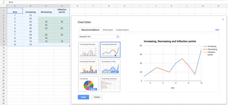 Multi-colored line charts in Google Sheets