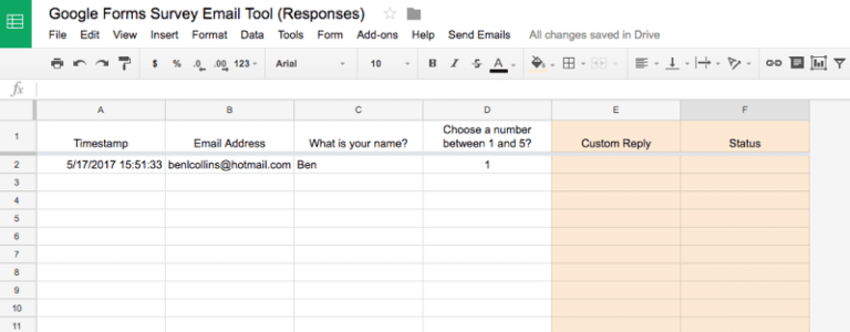 Reply to Google Forms survey respondents direct from Google Sheets