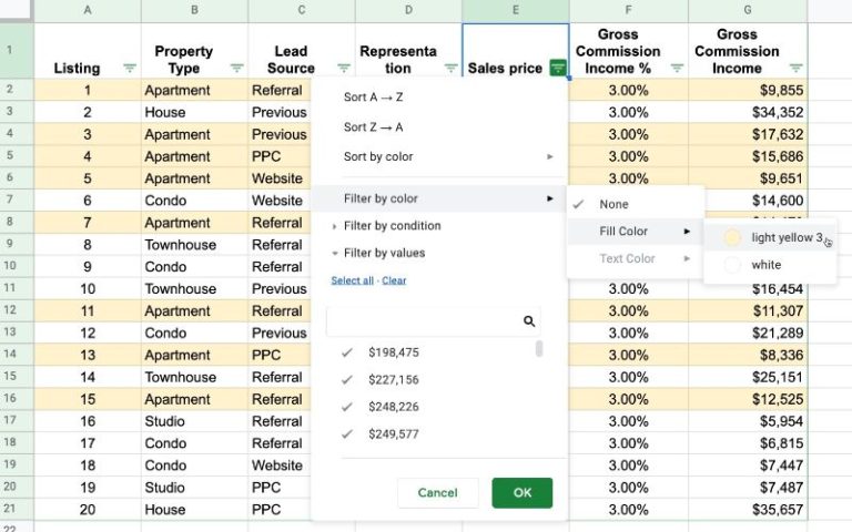 Google Sheets Sort By Color And Google Sheets Filter By Color