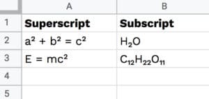 How To Add Subscript and Superscript In Google Sheets