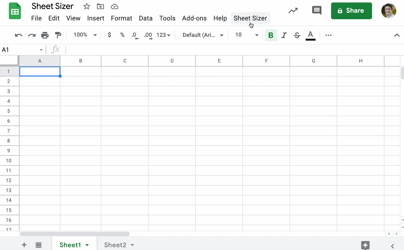 Sheet Sizer: Measure The Size Of Your Google Sheets