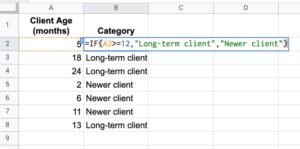 IF Function in Google Sheets
