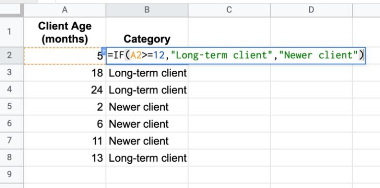 IF Function in Google Sheets