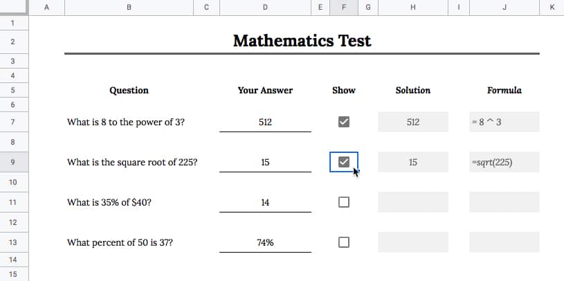 If Function Math Test Example
