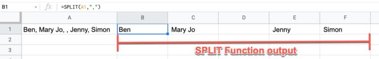 SPLIT Function in Google Sheets with Example Use Cases