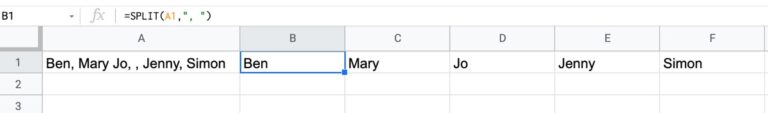 SPLIT Function in Google Sheets with Example Use Cases
