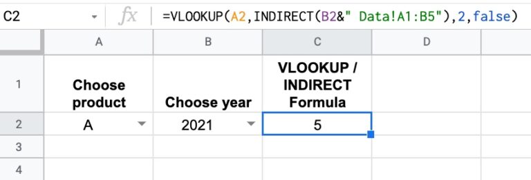 INDIRECT Function in Google Sheets