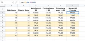 The OR Function in Google Sheets