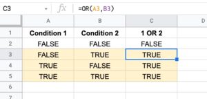 The OR Function in Google Sheets