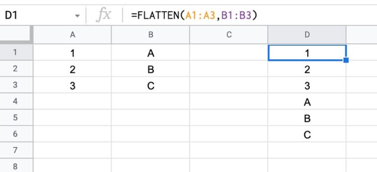 The FLATTEN Function in Google Sheets