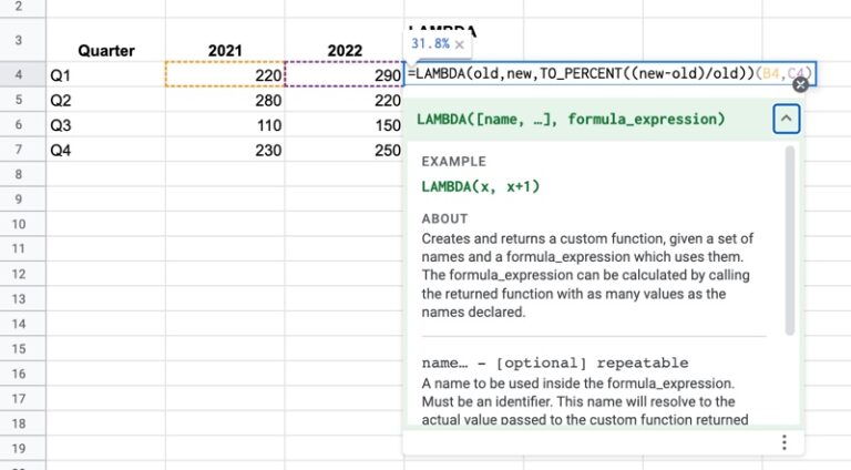 LAMBDA Function in Google Sheets