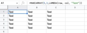 MAKEARRAY Function in Google Sheets