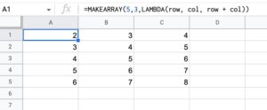 MAKEARRAY Function in Google Sheets