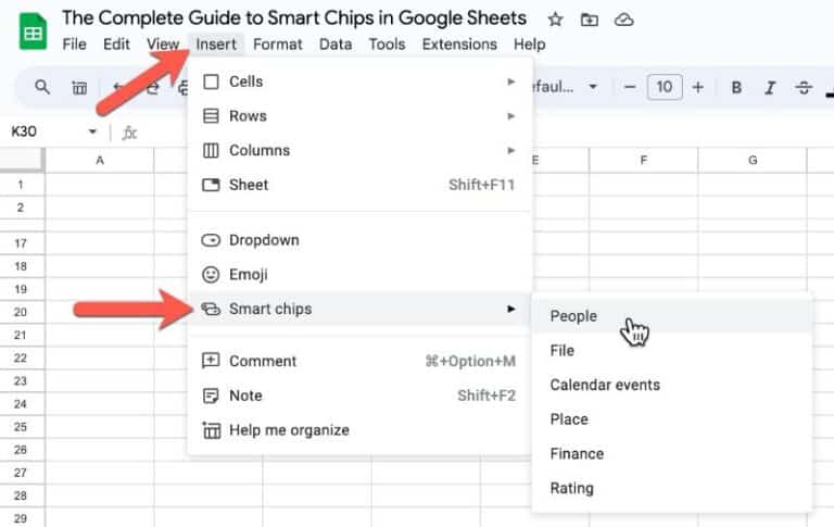 The Complete Guide to Smart Chips in Google Sheets