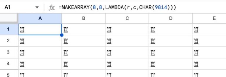 Chess Game Google Sheets Formula