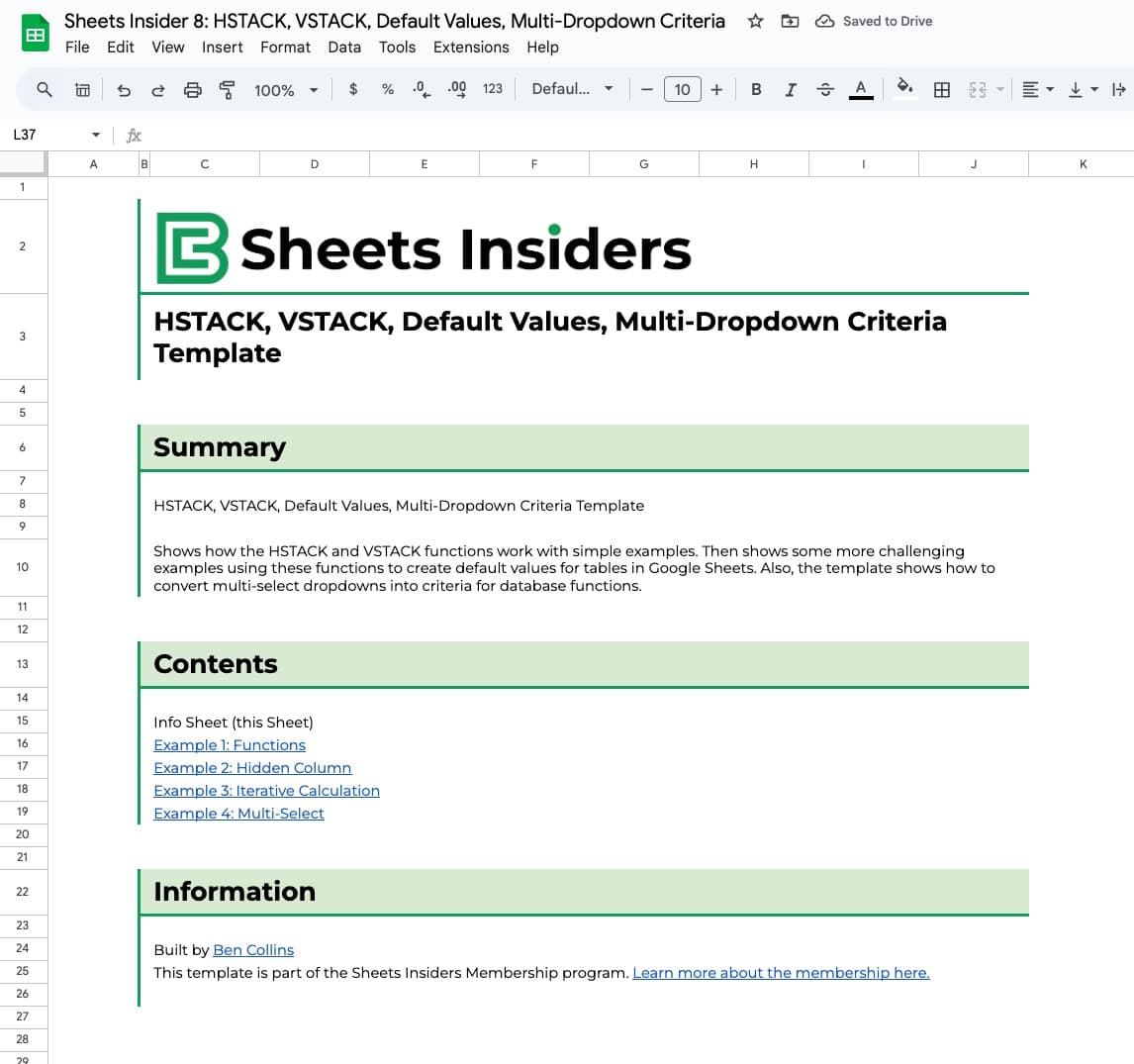 Sheets Insiders Members Archive