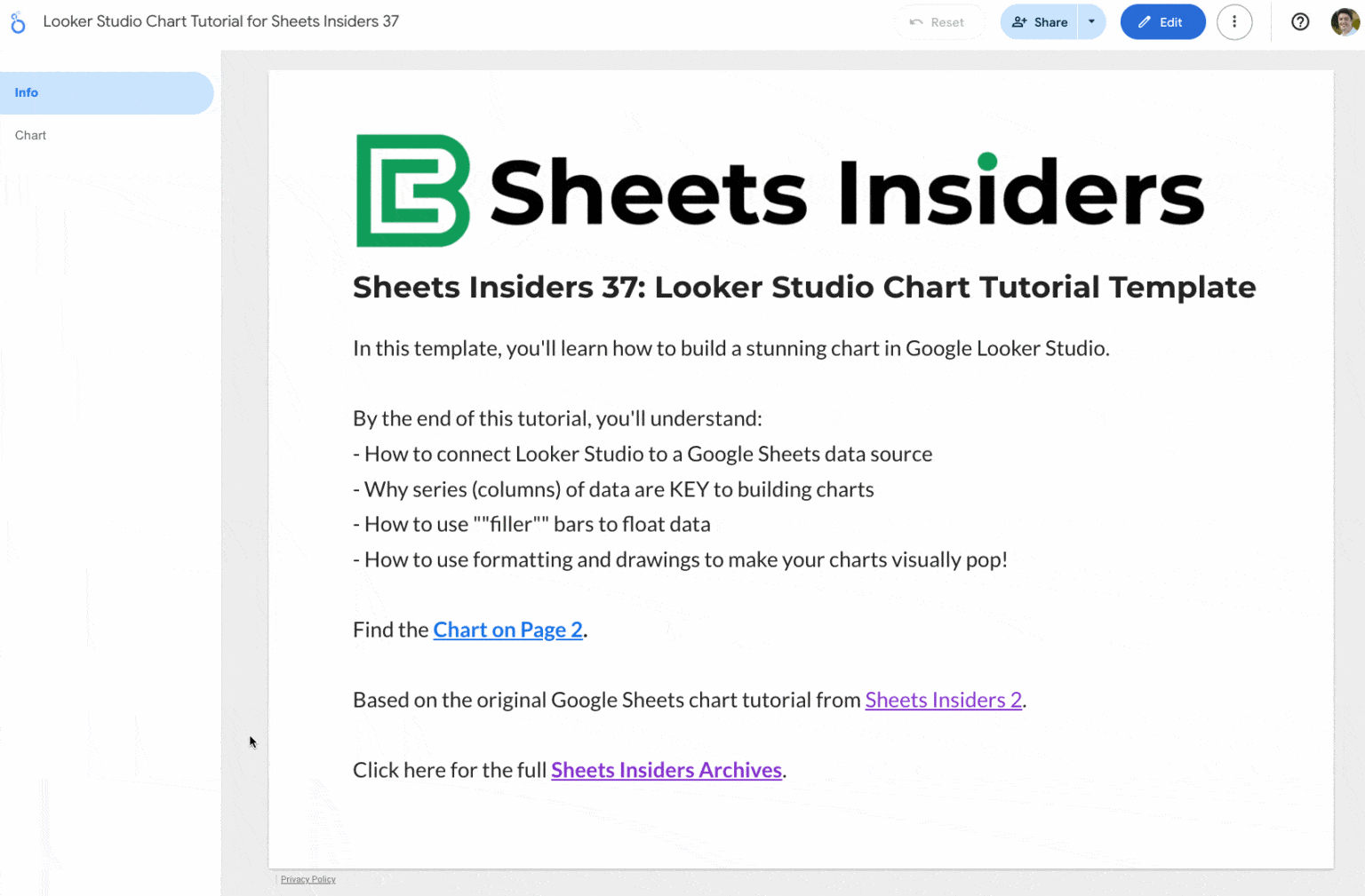 Sheets Insiders 37: Introduction to Looker Studio