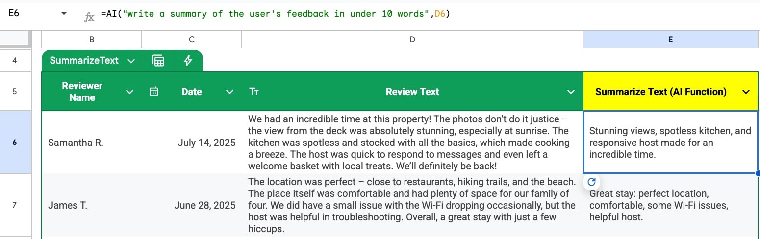 How to use the AI Function in Google Sheets (with 10 examples)