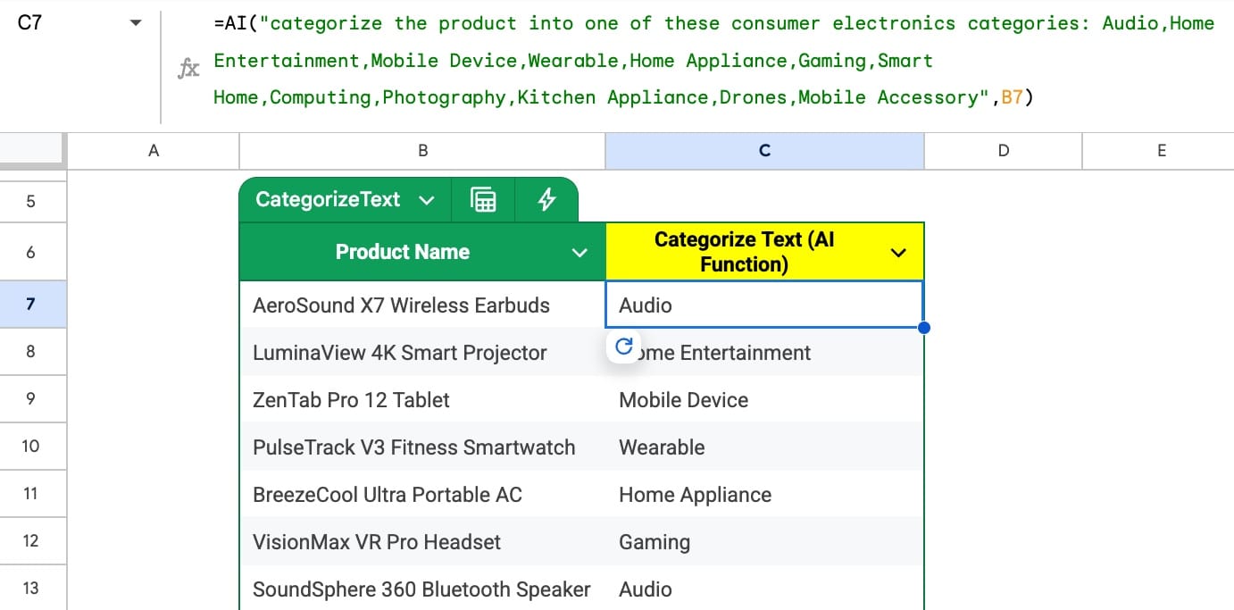 How to use the AI Function in Google Sheets (with 10 examples)